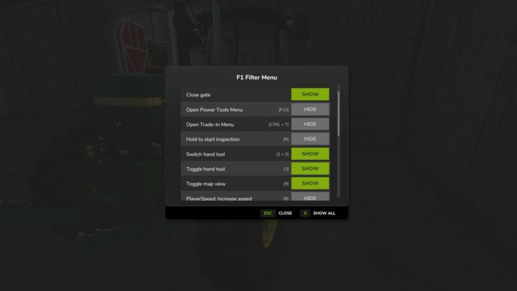 FS25 F1 Filter Menu v1.0 - FS 25 Other Mod Download