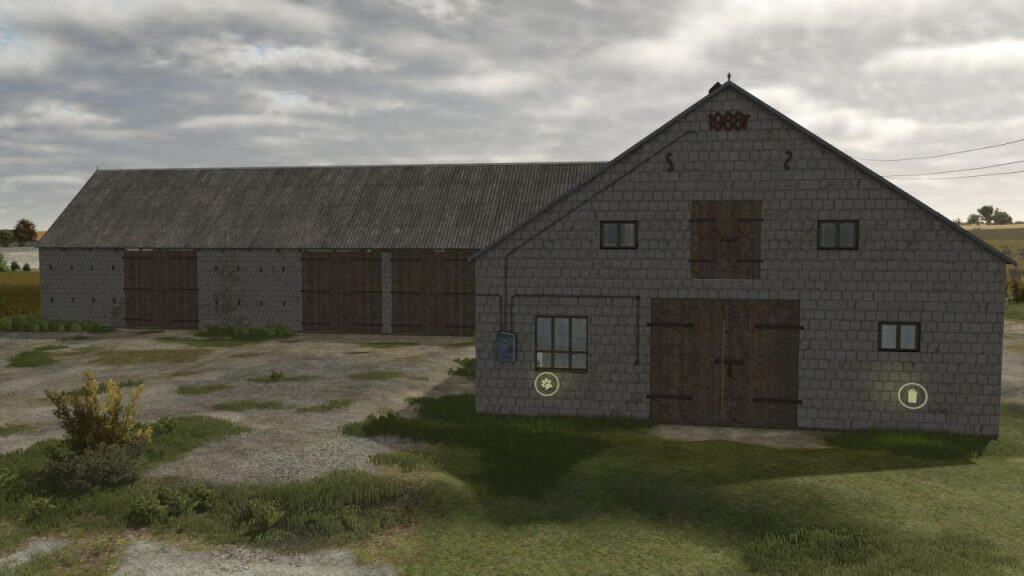 FS25 Medium Cow Barn v1.0 - FS 25 Buildings Mod Download