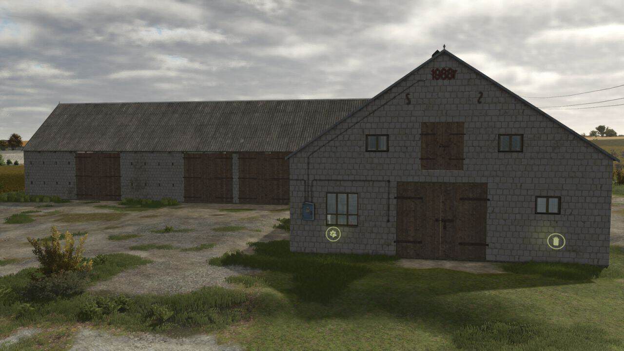 FS25 Medium Cow Barn v1.0 - FS 25 Buildings Mod Download