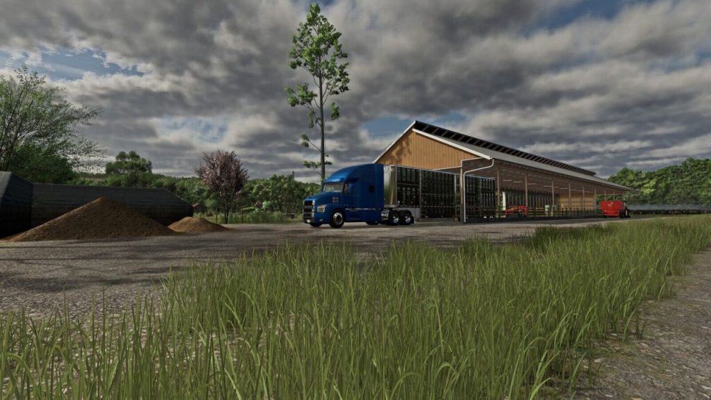 FS25 Monoslope Cow Barn v1.0.0.2 - FS 25 Buildings Mod Download
